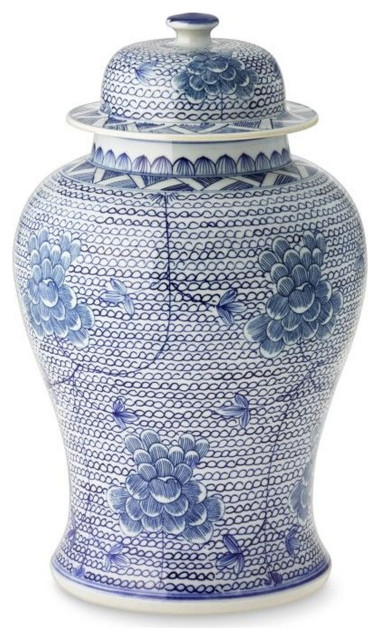B&W Chain Temple Jar Large - Asian - Decorative Jars And Urns - by ...