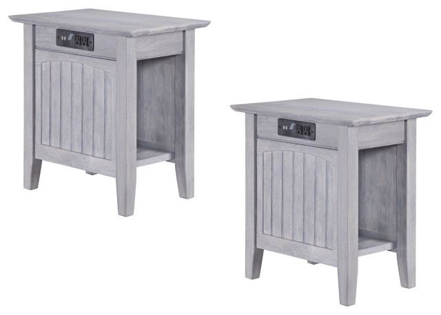 Afi Nantucket Solid Hardwood Side Table With USB Charger Set of 2 ...
