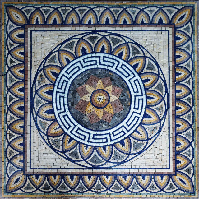 Gold and Blue Aquila Mosaic Art, 36" x 36" - Contemporary - Tile Murals ...
