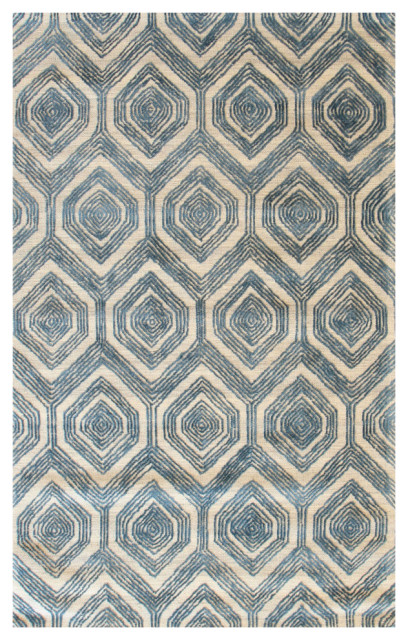 Hand-Tufted Wool and Viscose Ivory Modern Geometric Havana Rug, 7'9x9'9 ...