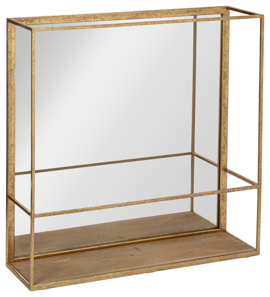 Metal Shadowbox Wall Mirror, Gold - Contemporary - Wall Mirrors - by ...