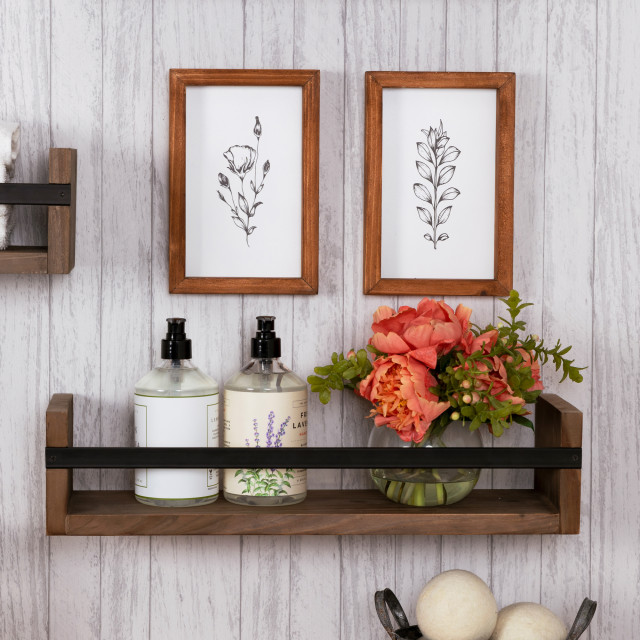 Stratton Home Decor Farmhouse Wildflower Stems Framed Wall Art, Set of ...