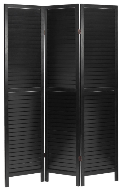 Classic Room Divider, Pine Wood Frame With Louvered Screens ...