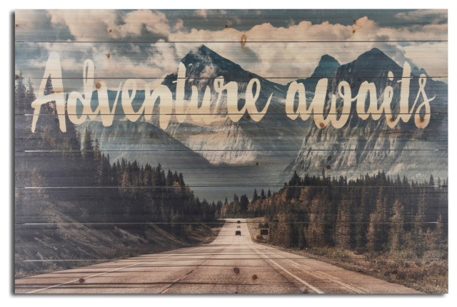 Adventure Awaits Wood Plank Wall Art - Contemporary - Prints And ...