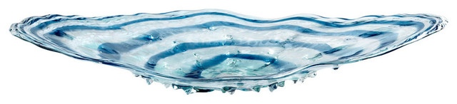 Plate CYAN DESIGN ABYSS Blue Dimpled Glass - Contemporary - Decorative ...