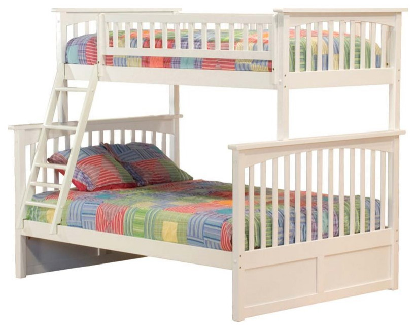 Leo & Lacey Modern Wood Twin Over Full Bunk Bed with USB Charger in ...