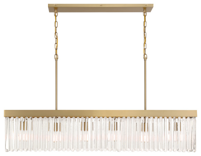 Emory 6 Light Modern Gold Linear Chandelier, 49''Wx23.75''Hx7.25''D ...