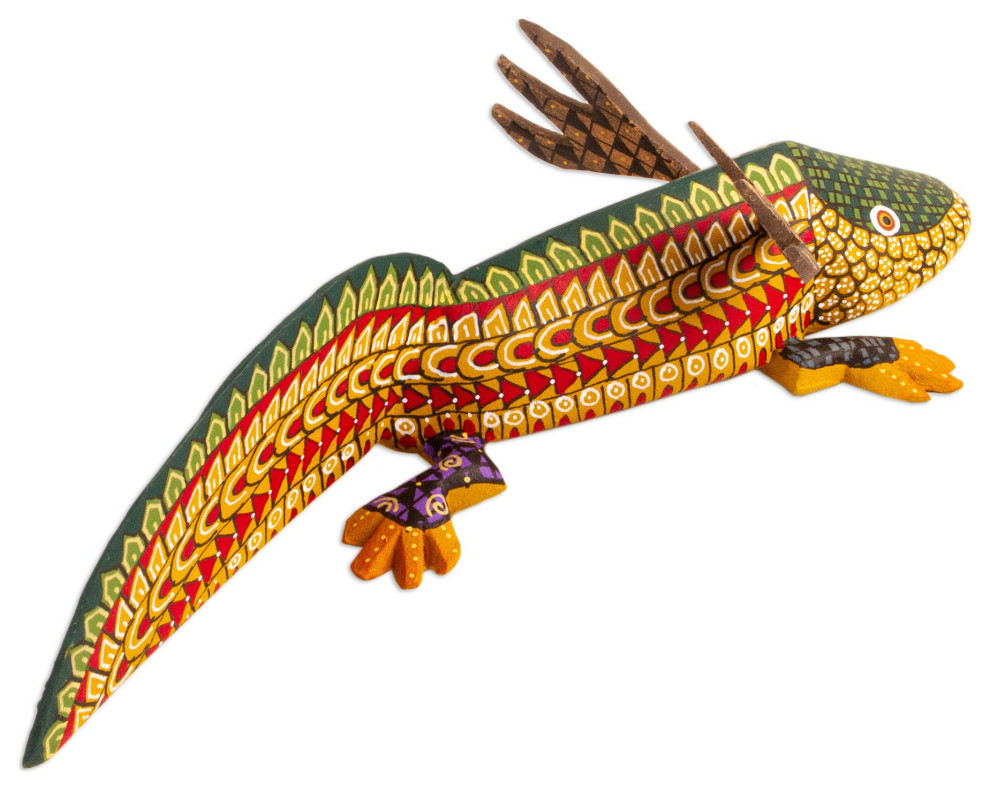 Novica Handmade Axolotl Copal Wood Alebrije Decorative Accent ...
