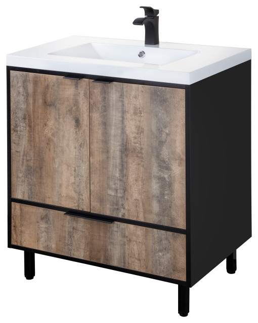 London Vanity, Inset 2-Door 1-Drawer, With Top, 30" - Contemporary ...