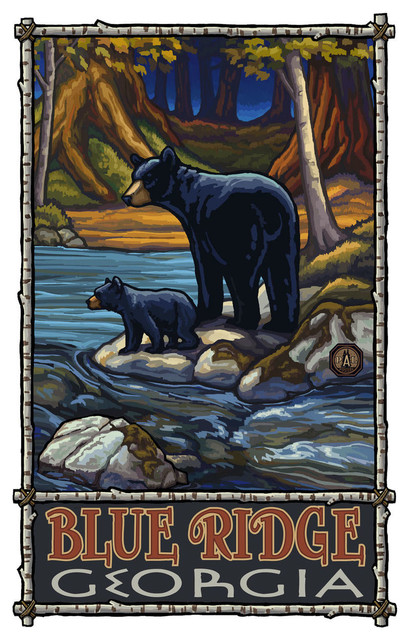 by Artist Paul A. Lanquist Blue Ridge Georgia Bears In Art Print, 12 ...