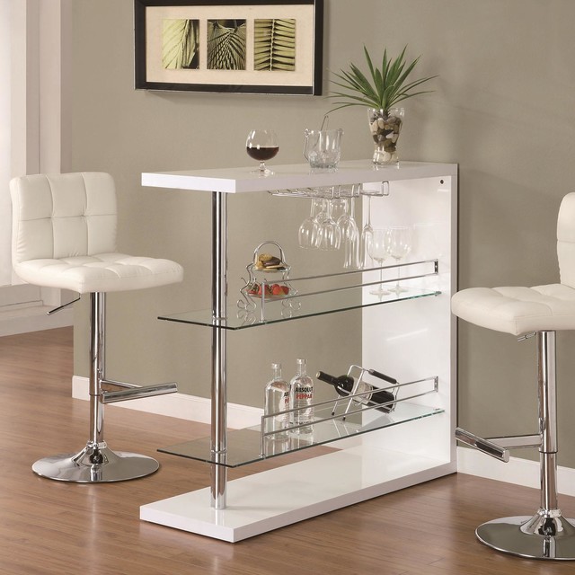 Coaster Rectangular Bar Unit in White - Contemporary - Indoor Pub And ...