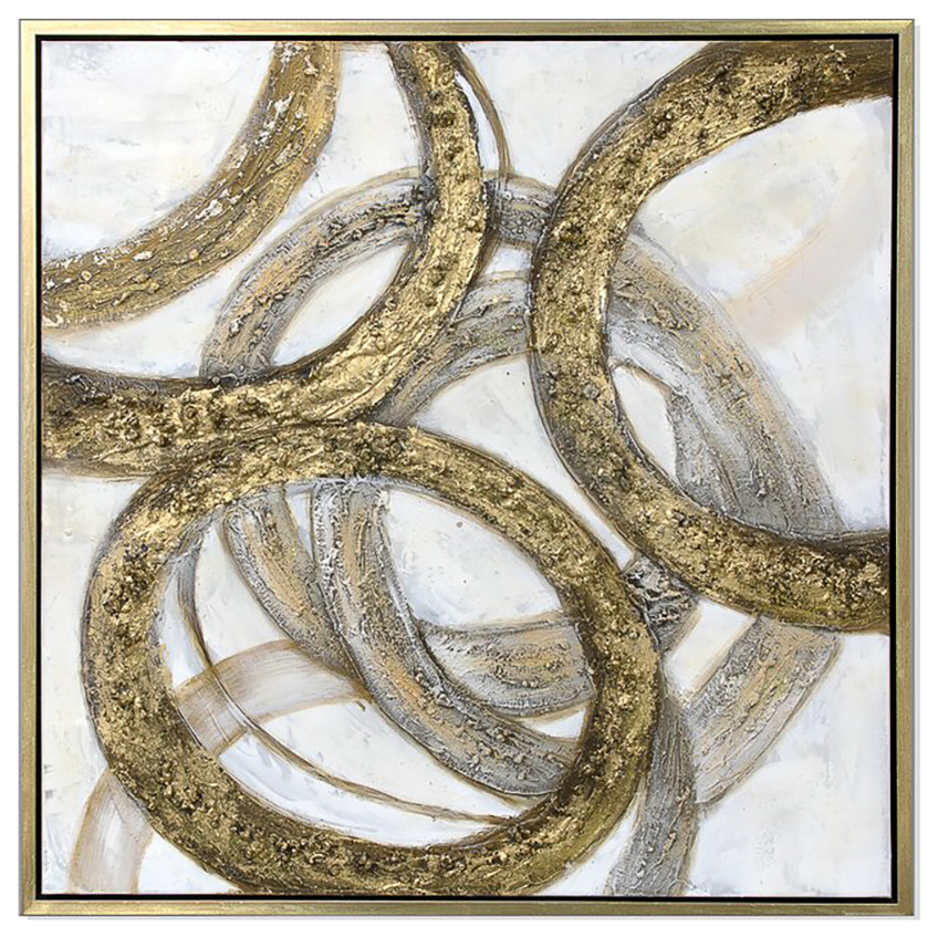 Gold Rings Abstract Hand Painted Art, 40x40", 40x50" - Contemporary ...