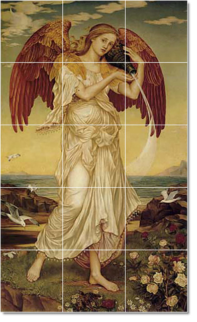 Evelyn De Morgan Angels Painting Ceramic Tile Mural #14, 18" Wide x 30 ...