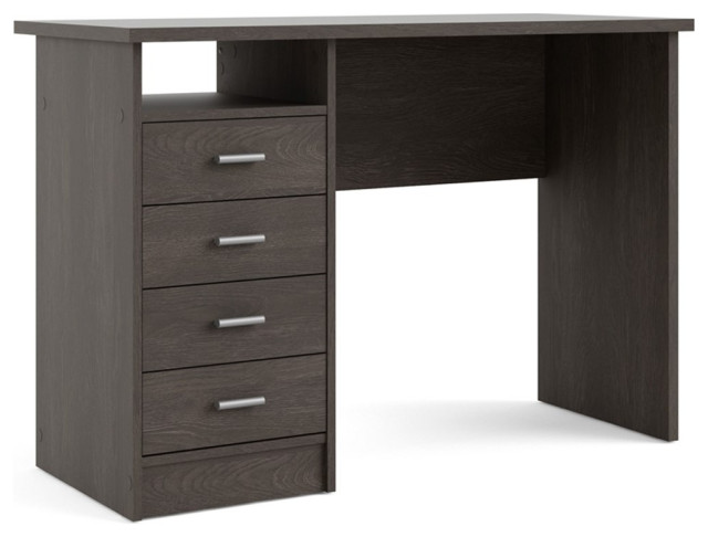 Pemberly Row Mid-Century Engineered Wood 4 Drawer Desk in Dark ...