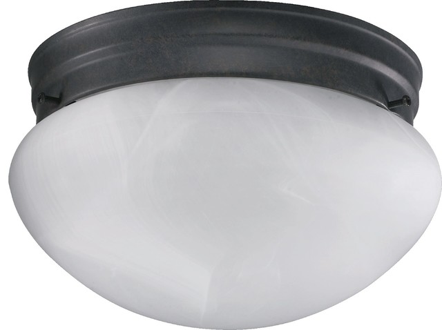 Quorum Flush Mount Faux Alabaster Mushroom, White, 6" - Transitional ...