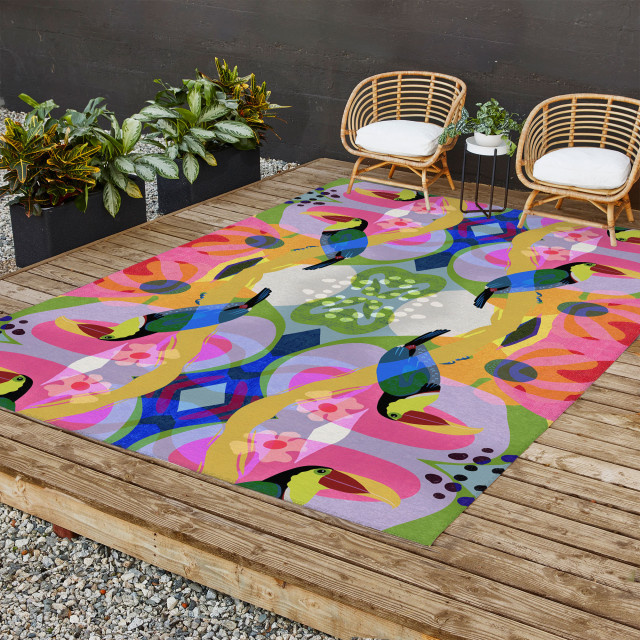 Sewzinski Tropic Toucan Pattern Outdoor Rug, 8'x12' - Contemporary ...