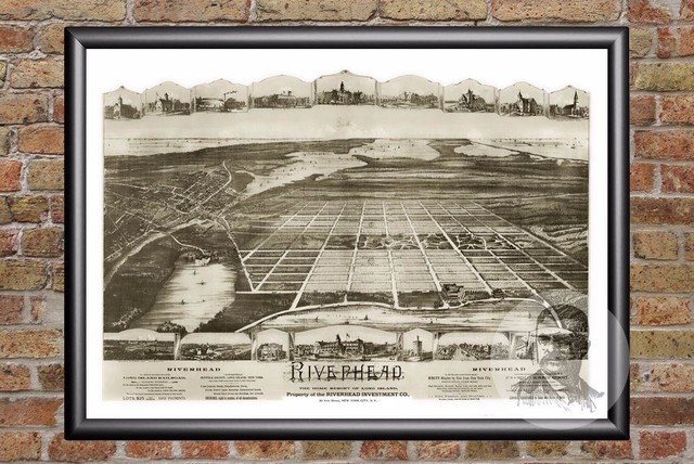 Historic Riverhead, NY Map 1890, Vintage New York Art Print Decor, 24 ...