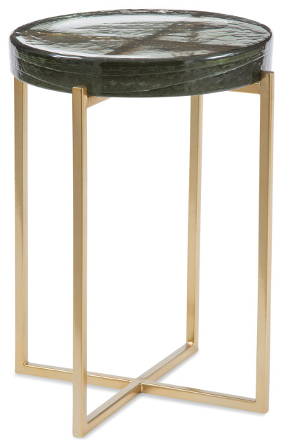 Gold Cast Glass Marilее Accеnt Tablе Uniquе Mеtal and Glass ...