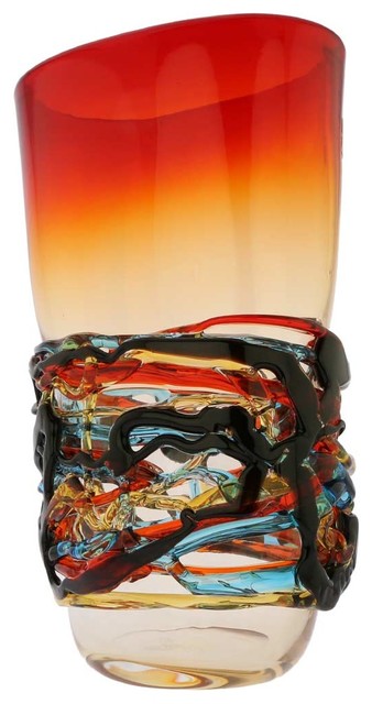 GlassOfVenice Murano Glass Vesuvio Oval Vase - Contemporary - Vases ...