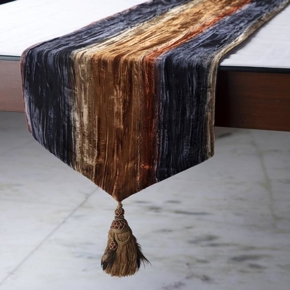 Designer Decorative Table Runners Gray, Gold, Velvet, Ombre, 14"x90 ...