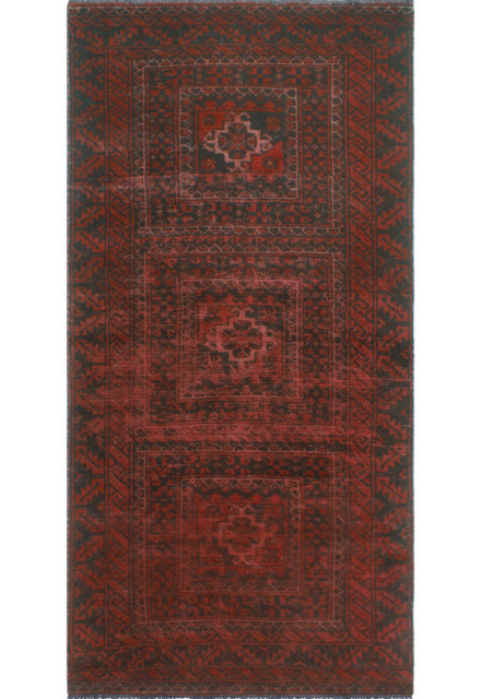 Vintage Rainbow-Dye Azucena Red/Charcoal Runner, 3'3 x 6'10, 3'3 x 6'10 ...
