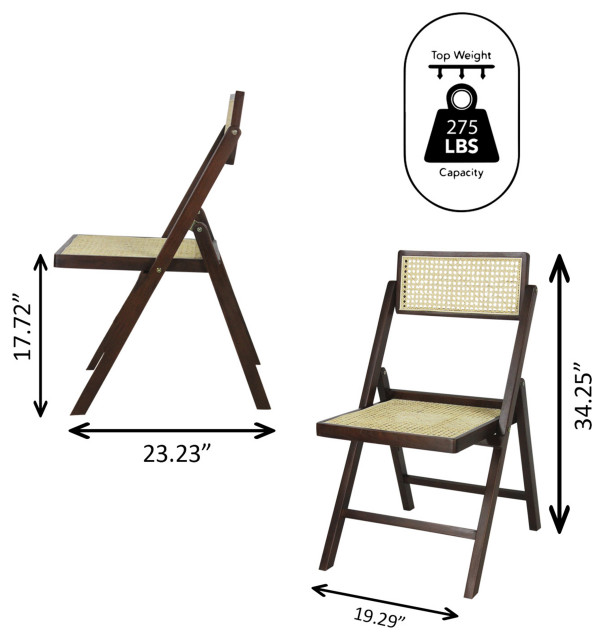 Theo Mid-Century Vintage Wood Rattan Folding Chair With Adjustable Back ...