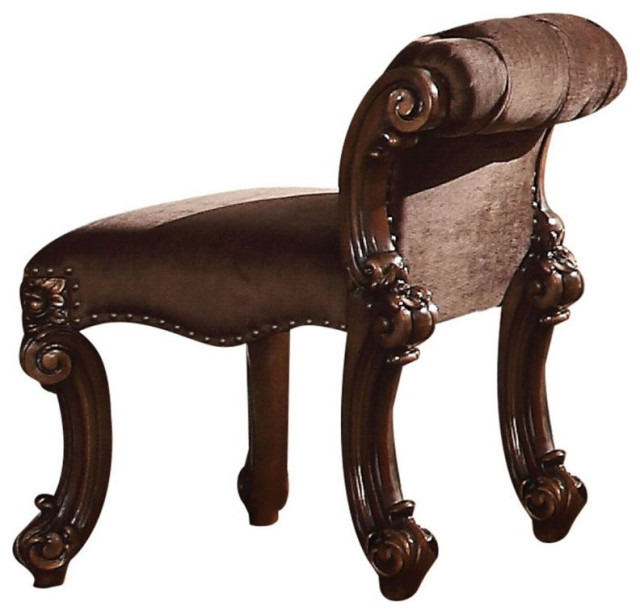 Acme Vendome Vanity Stool Fabric and Cherry - Victorian - Vanity Stools ...