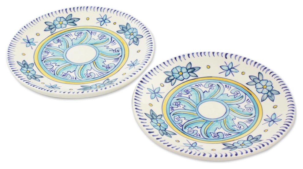 Novica Bermuda Ceramic Plates, Set of 2 - Traditional - Dinner Plates ...