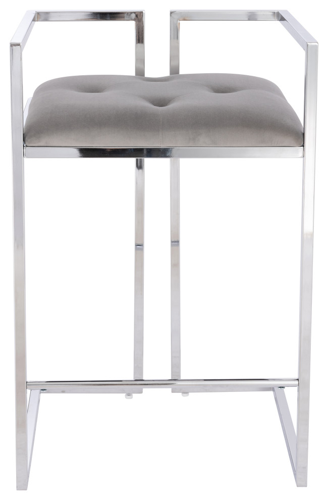 Coralie Silver Satin Kitchen Counter Stool - Contemporary - Bar Stools ...
