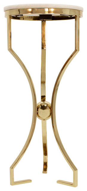 Metal/Marble, Hourglass Shaped Legs Table, Gold - Contemporary - Side ...