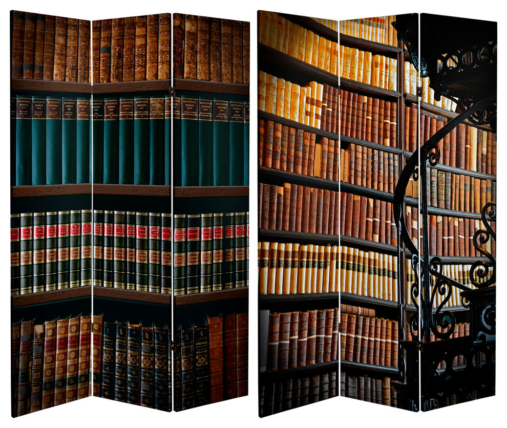 6' Tall Double Sided Library Canvas Room Divider - Contemporary ...