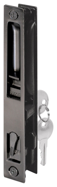 Black Diecast, Keyed Sliding Door Flush Handle Set - Transitional ...