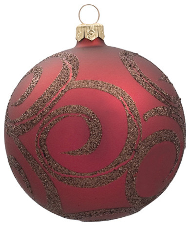 Ruby Ball Ornament With Glitter Scroll - Traditional - Christmas ...