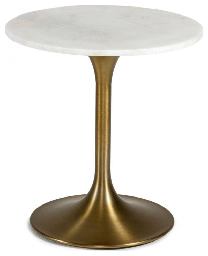 Otis Glam White Marble and Gold End Table - Midcentury - Side Tables ...