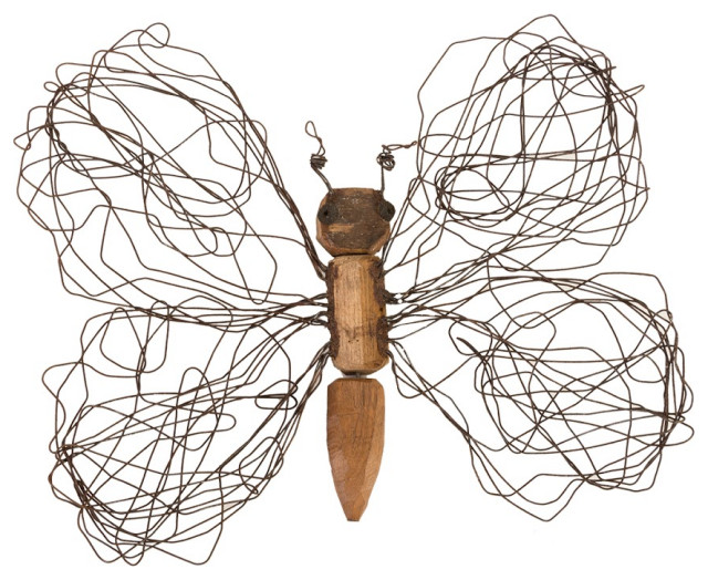 Wire Wing Butterfly Wall Art, 13x2x16"h - Contemporary - Wall Accents ...