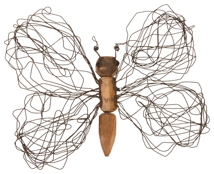 Wire Wing Butterfly Wall Art, 13x2x16"h - Contemporary - Wall Accents ...