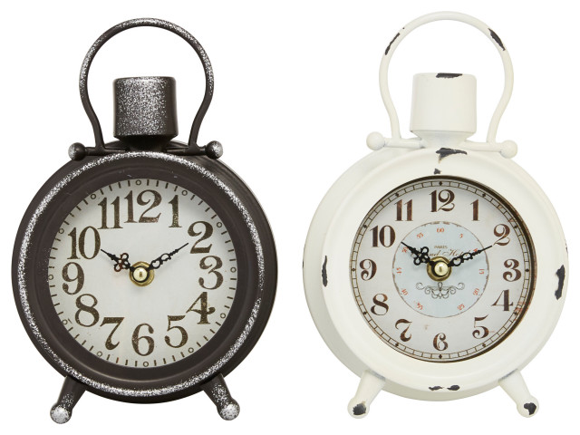 Set of 2 Black Iron Country Cottage Clock 92274, S/2 6"W, 9"H ...