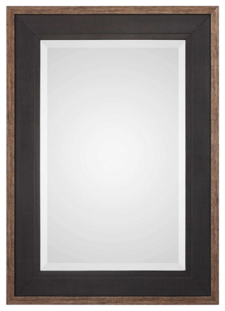 Rustic Rectangular Mirror in Rustic Black and Aged Bronze Outer Edge ...