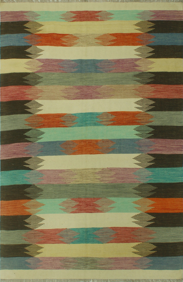 Winchester Kilim Ackerley Brown Rug, 6'5 x 9'8 - Contemporary - Area ...