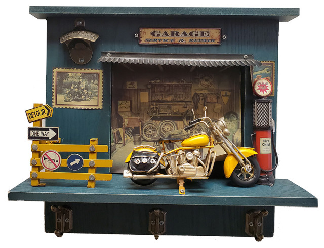 Vintage Harley Motorcycle Shadow Box On Wood Frame, Handcrafted Home ...