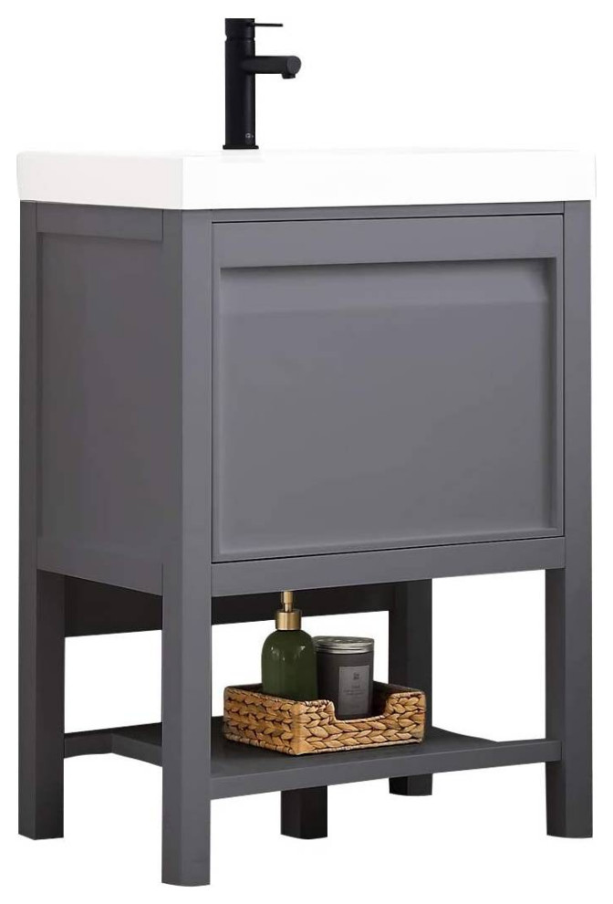 Vienna 24"Vanity Base Only Matte Gray - Transitional - Bathroom ...