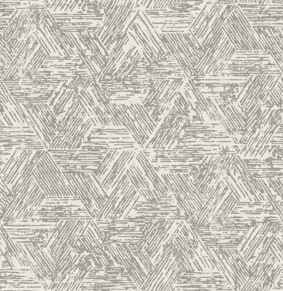 Retreat Charcoal Quilted Geometric Wallpaper, Swatch - Contemporary ...