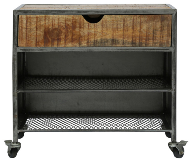 Alanis Industrial Handcrafted Mango Wood Shoe Rack, Natural and Gray ...