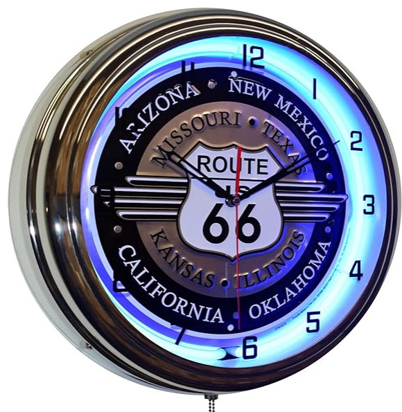 US Route 66 Historic Highway Neon Wall Clock Home Decor - Modern ...