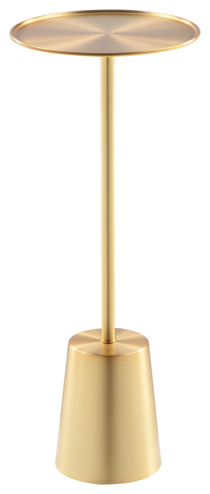Pangea Home Monty Dome Base Modern Brushed Metal Side Table in Gold ...