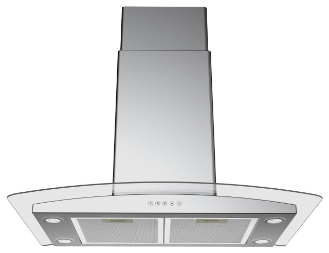 Blue Ocean 36" RH668I Tempered Glass Stainless Steel Island Mount Range ...