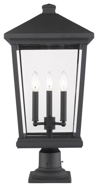 3 Light Outdoor Pier Mount Light In Transitional Style-25.5 Inches Tall ...