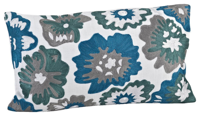 Crewel Work Design Decorative Throw Pillow - Contemporary - Decorative ...