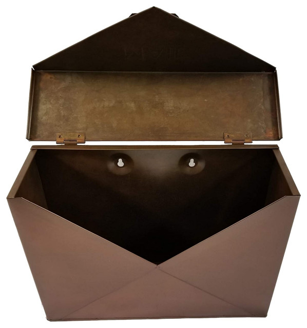 Benzara BM15926 Spacious Envelope Shaped Wall Mount Iron Mail Box ...