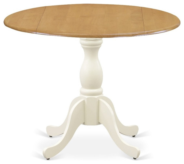 DST-OLW-TP - Wooden Table - Oak Table Top and Linen White Pedestal Leg ...